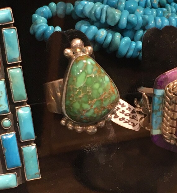 Green Turquoise ring rings Sterling Silver artisan ha… - Gem