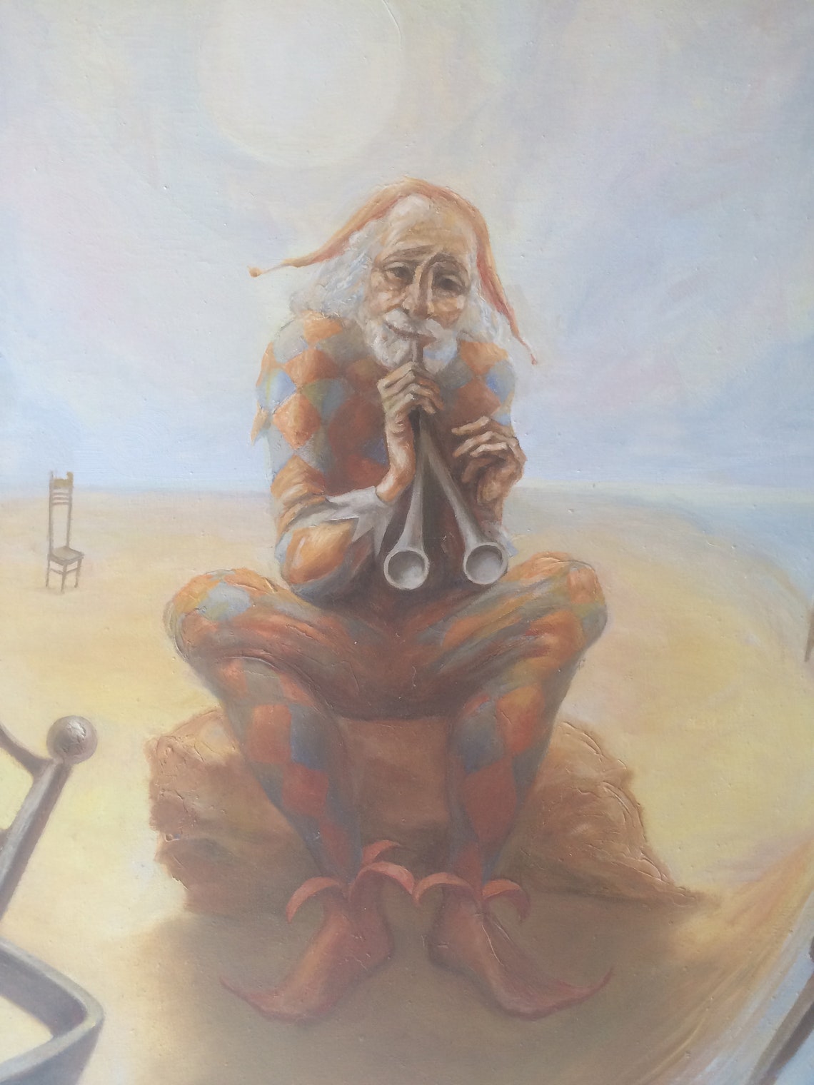 Surreal Allegorical Painting Clown Jester Harlequin Pied Piper - Etsy