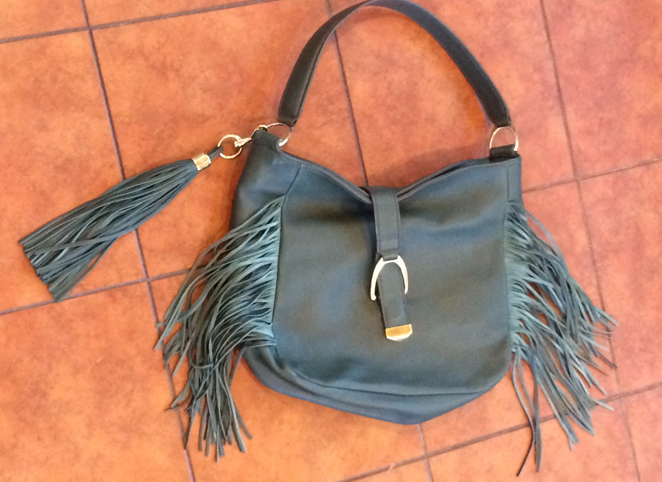 GILI Got It Love It Genuine Leather Green Shoulder Hobo Bag Tote Purse ...