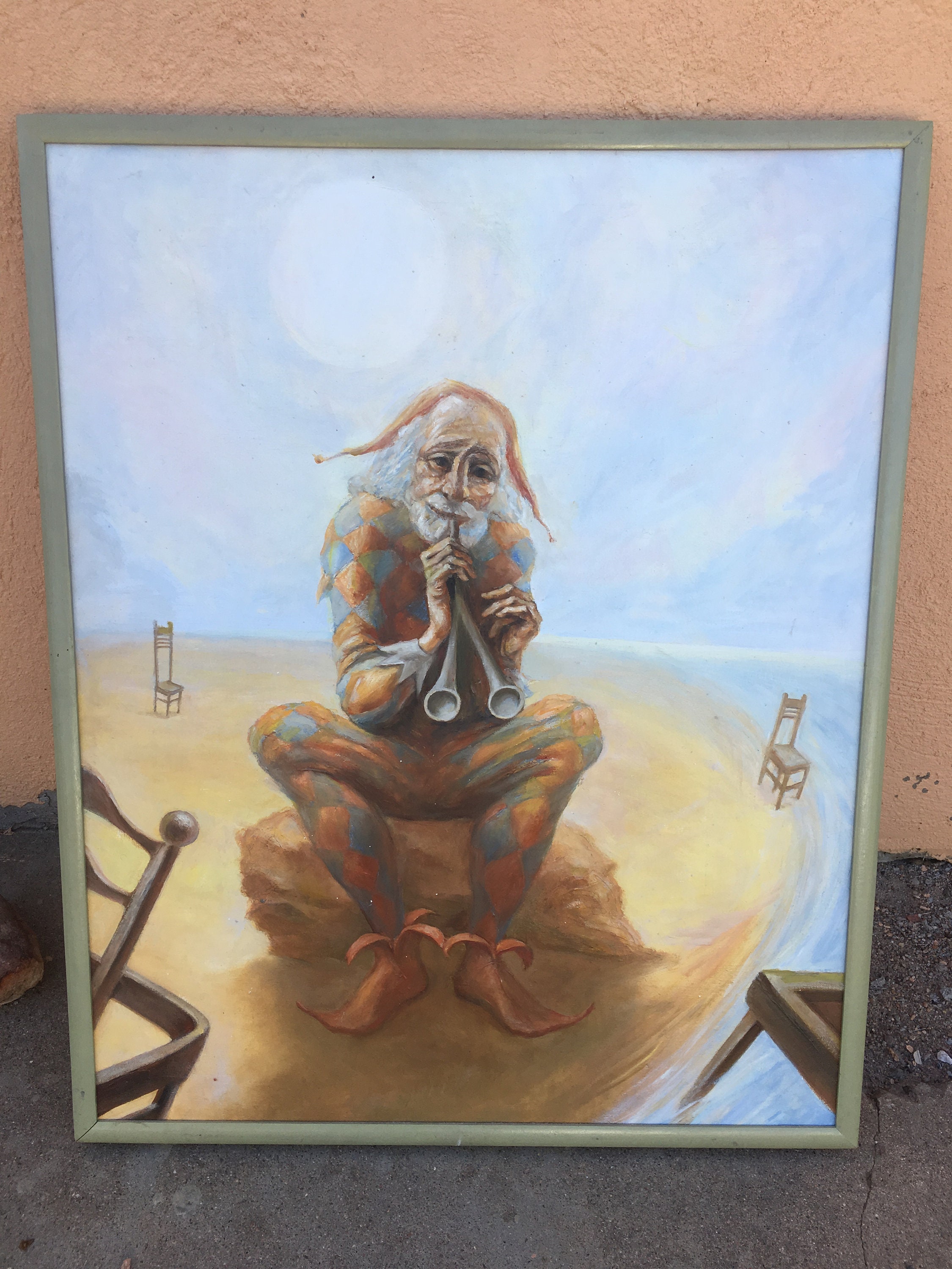 Surreal Allegorical Painting Clown Jester Harlequin Pied Piper - Etsy