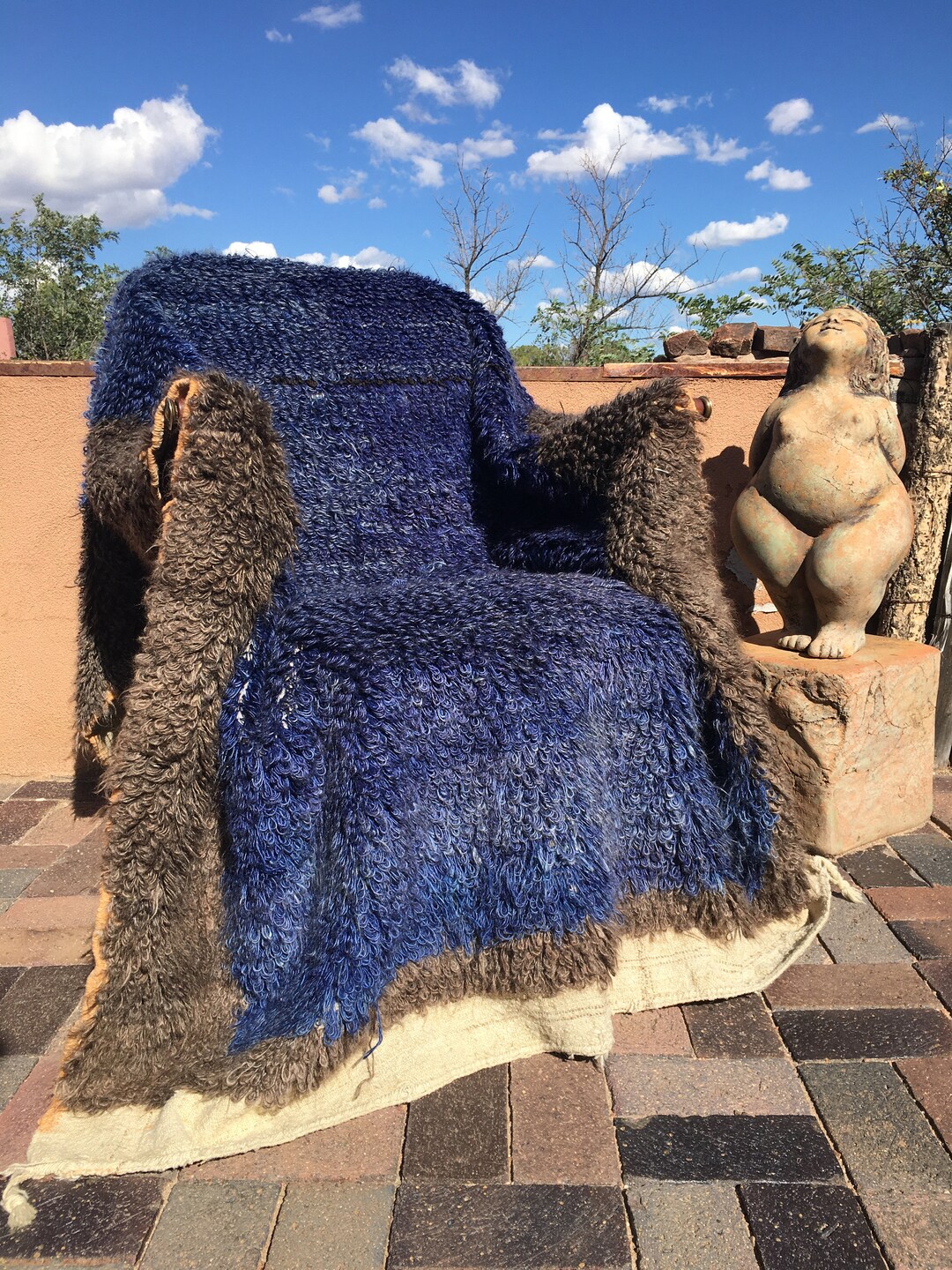 Blue Rothko Looped Tulu Indigo Sleeping Carpet Tribal Long Hair Turkish ...