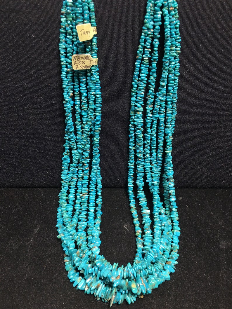 Rare Natural Fox Turquoise Native American Indian Multi Strand Necklace ...