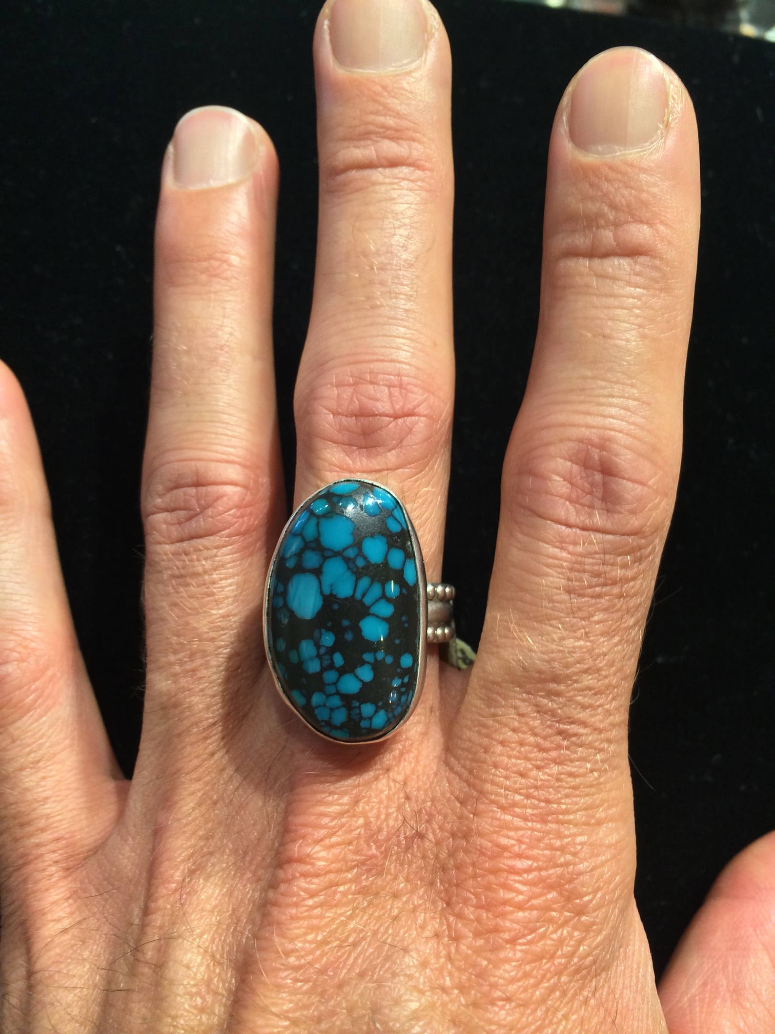 Fine Bisbee Turquoise Ring Sterling Silver Saturated Matrix Sam Samayra ...