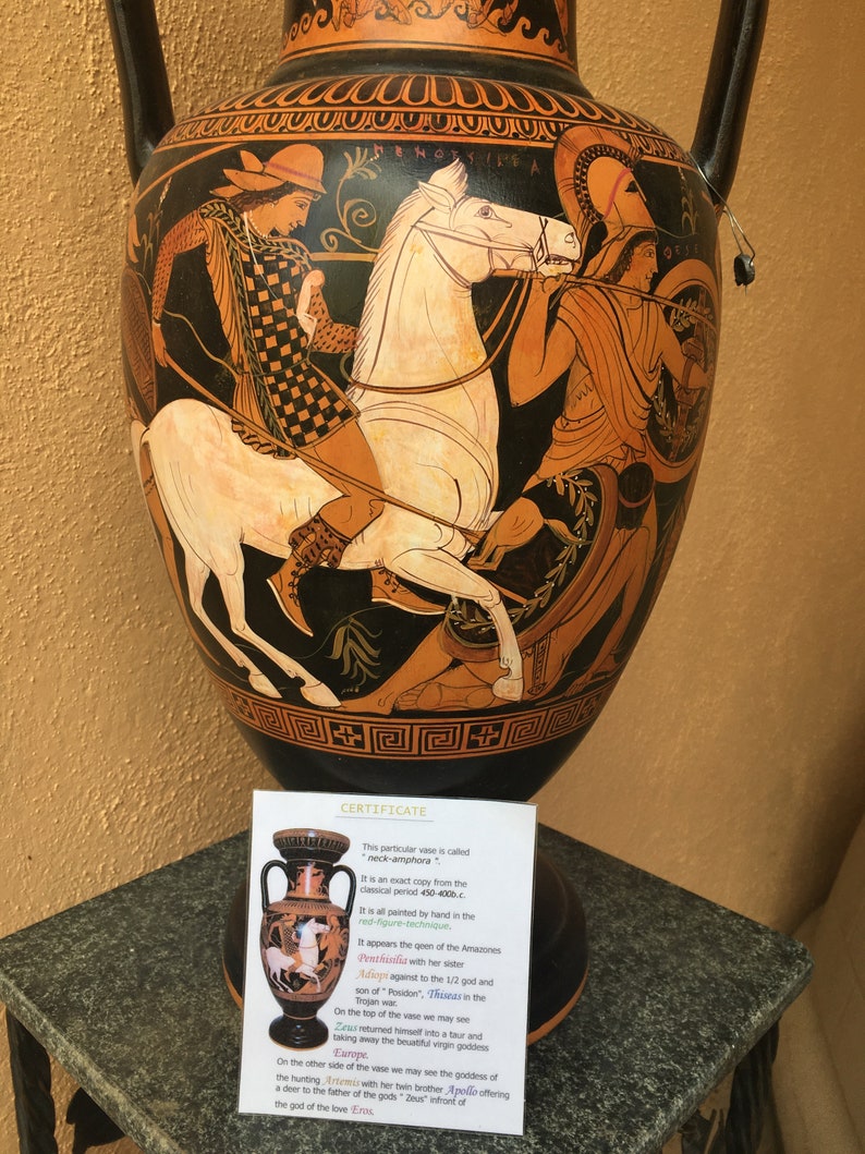 Greek Neck Amphora Vase Exact Copy Museum Replica Ancient Classical ...
