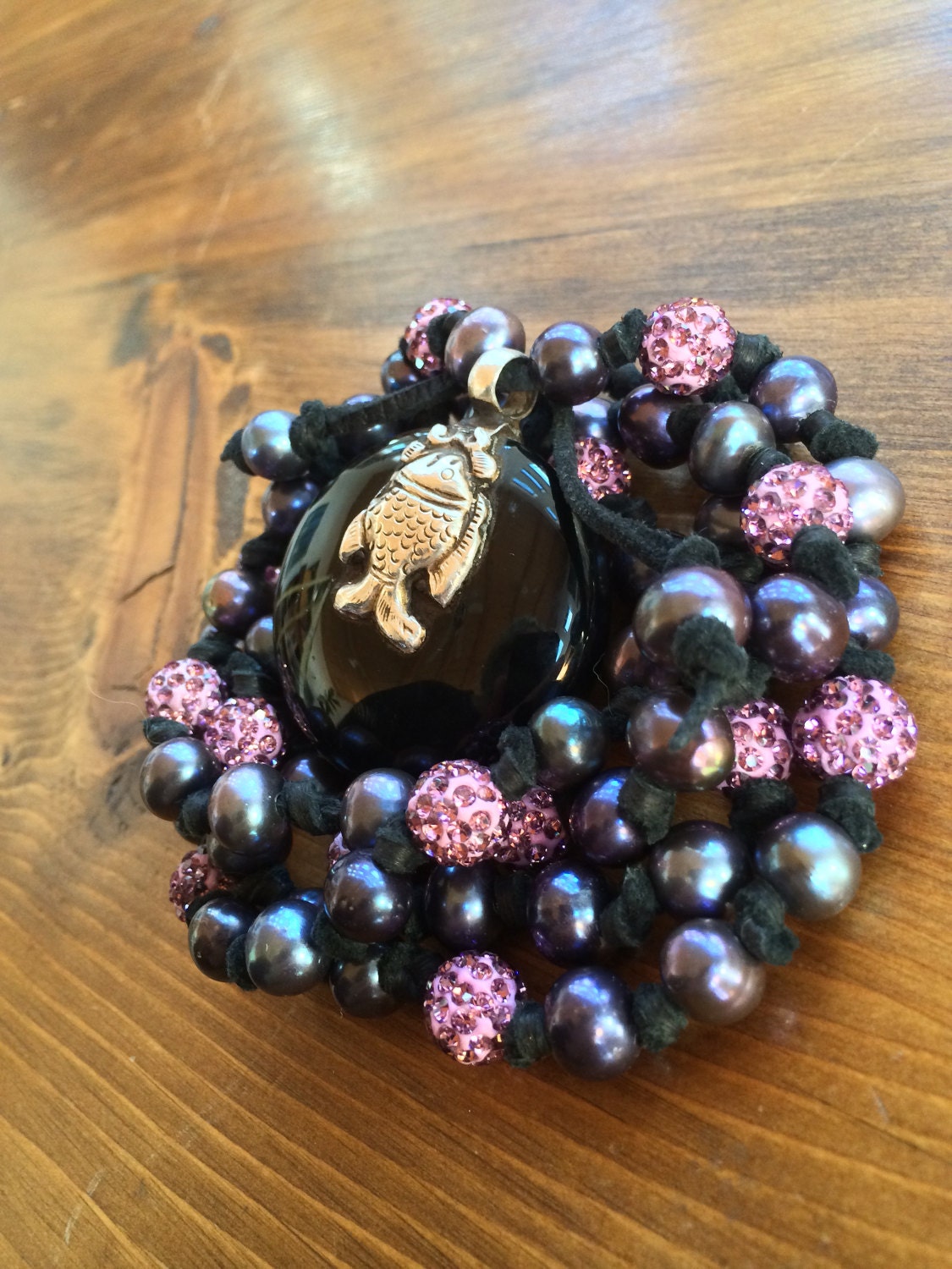 Tibetan Ganesh Ganesha Fish Necklace Sterling Silver Repousse Leather ...