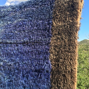 Blue Rothko Looped Tulu Indigo Sleeping Carpet Tribal Long Hair Turkish ...