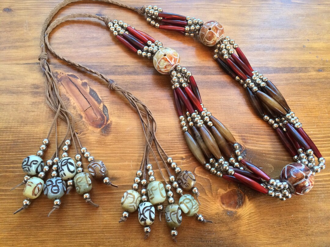 Moroccan-inspired Beaded Hip Belt, Jade Buddhas, Red Horn Pipe Beads ...