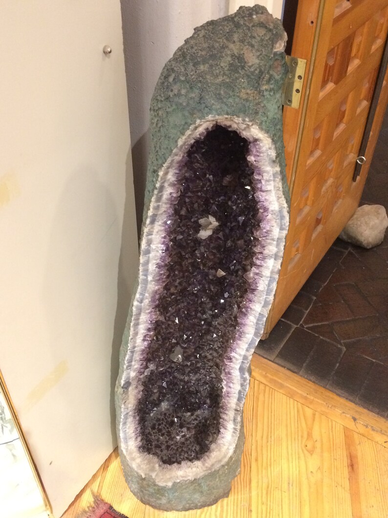 XL Amethyst Cathedral: Raw Brazilian Geode, Deep Purple Crystal ...