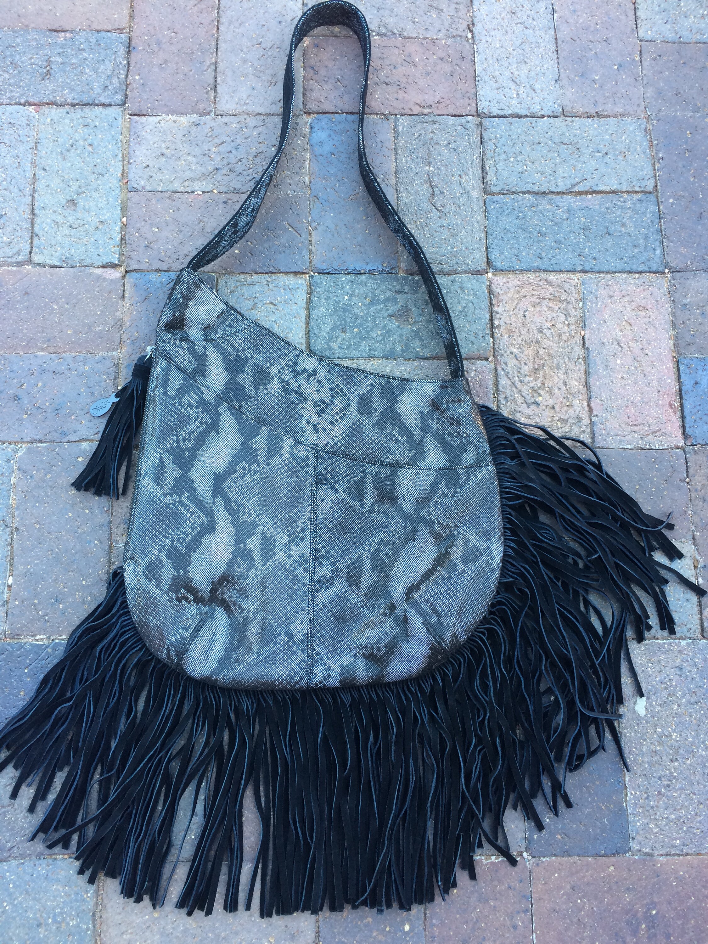 MUXO Camila Alves Leather Fringe Hobo Bag, Large Asymmetrical Shoulder ...