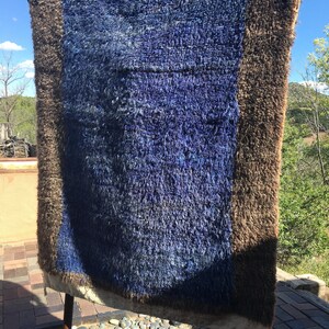Blue Rothko Looped Tulu Indigo Sleeping Carpet Tribal Long Hair Turkish ...