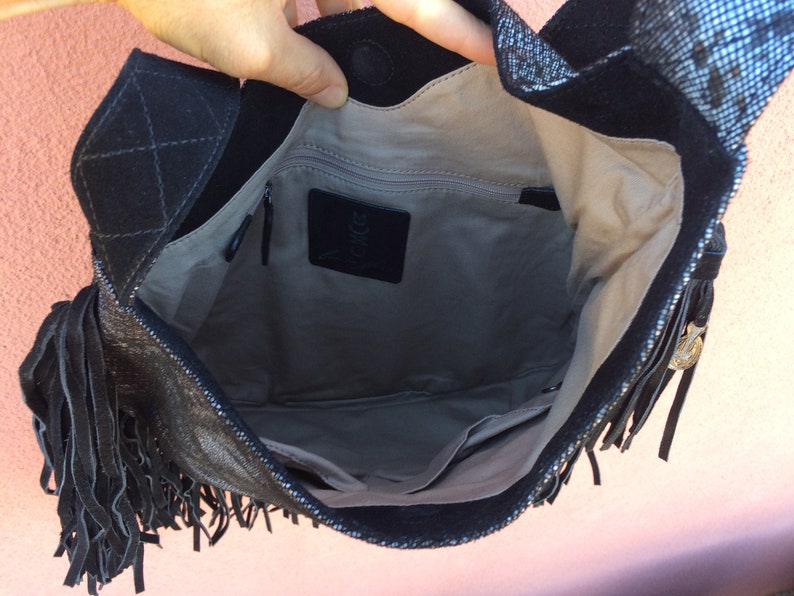 MUXO Camila Alves Leather Fringe Hobo Bag, Large Asymmetrical Shoulder ...