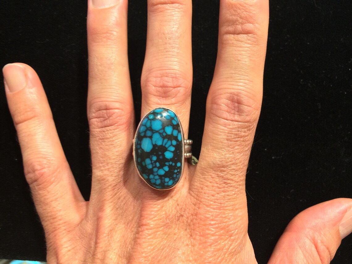 Fine Bisbee Turquoise Ring Sterling Silver Saturated Matrix - Etsy