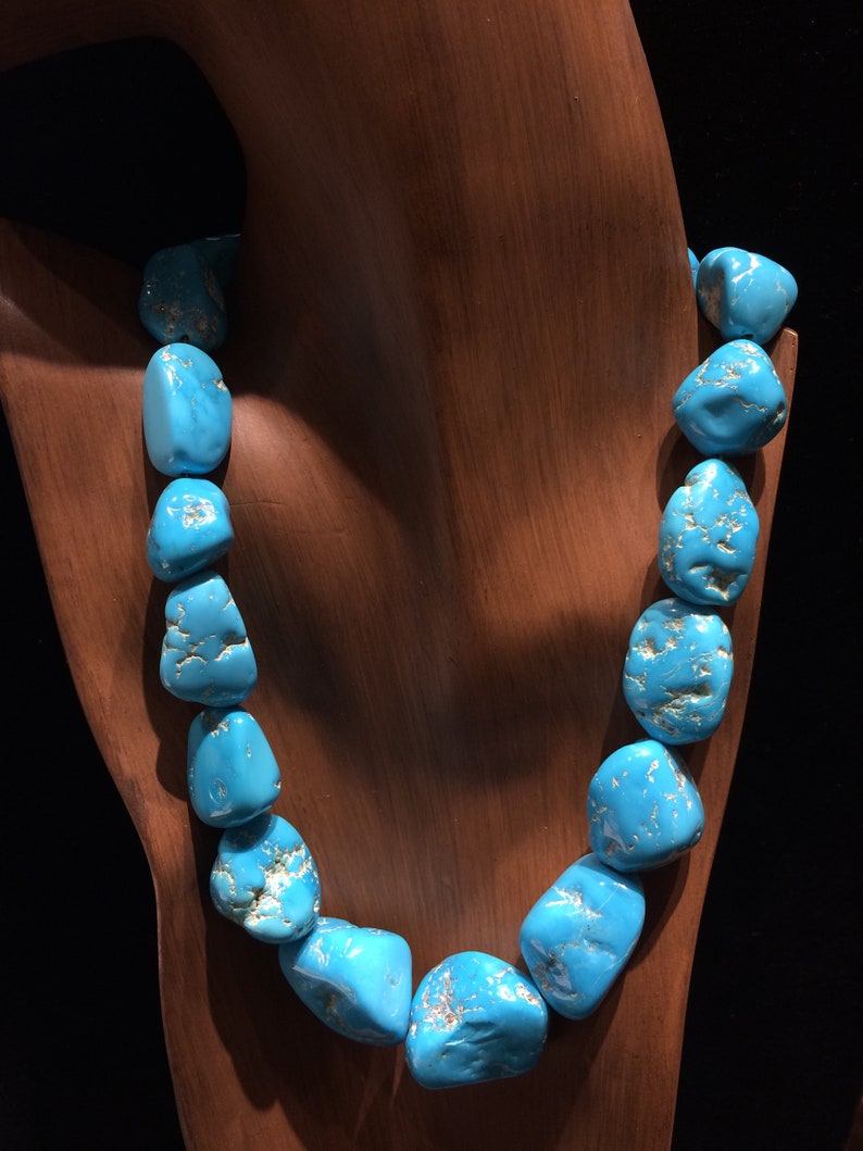 Natural Persian Turquoise Multi Stone Chunk Necklace High Grade Classic ...