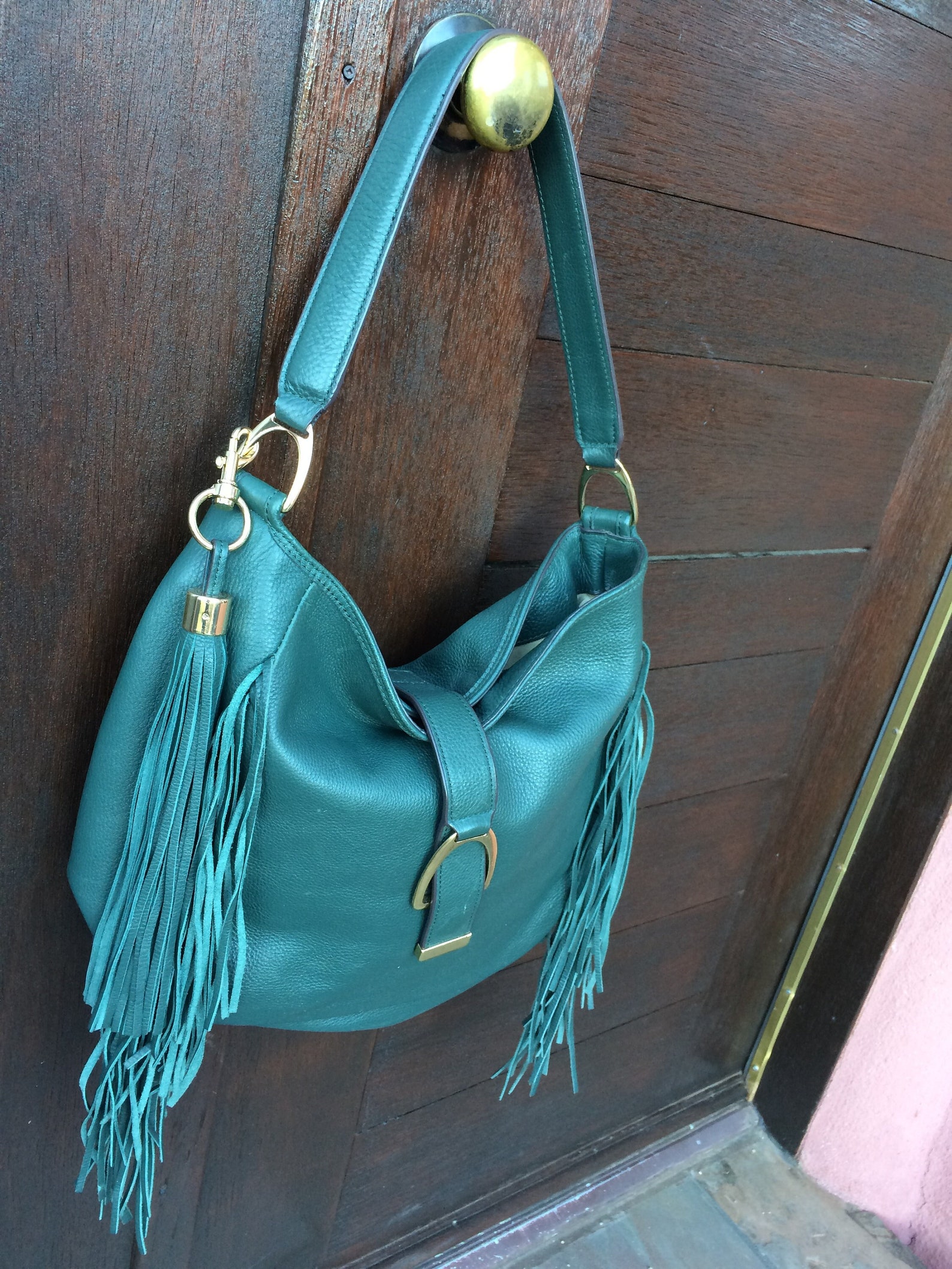 GILI Got It Love It Genuine Leather Green Shoulder Hobo Bag Tote Purse ...
