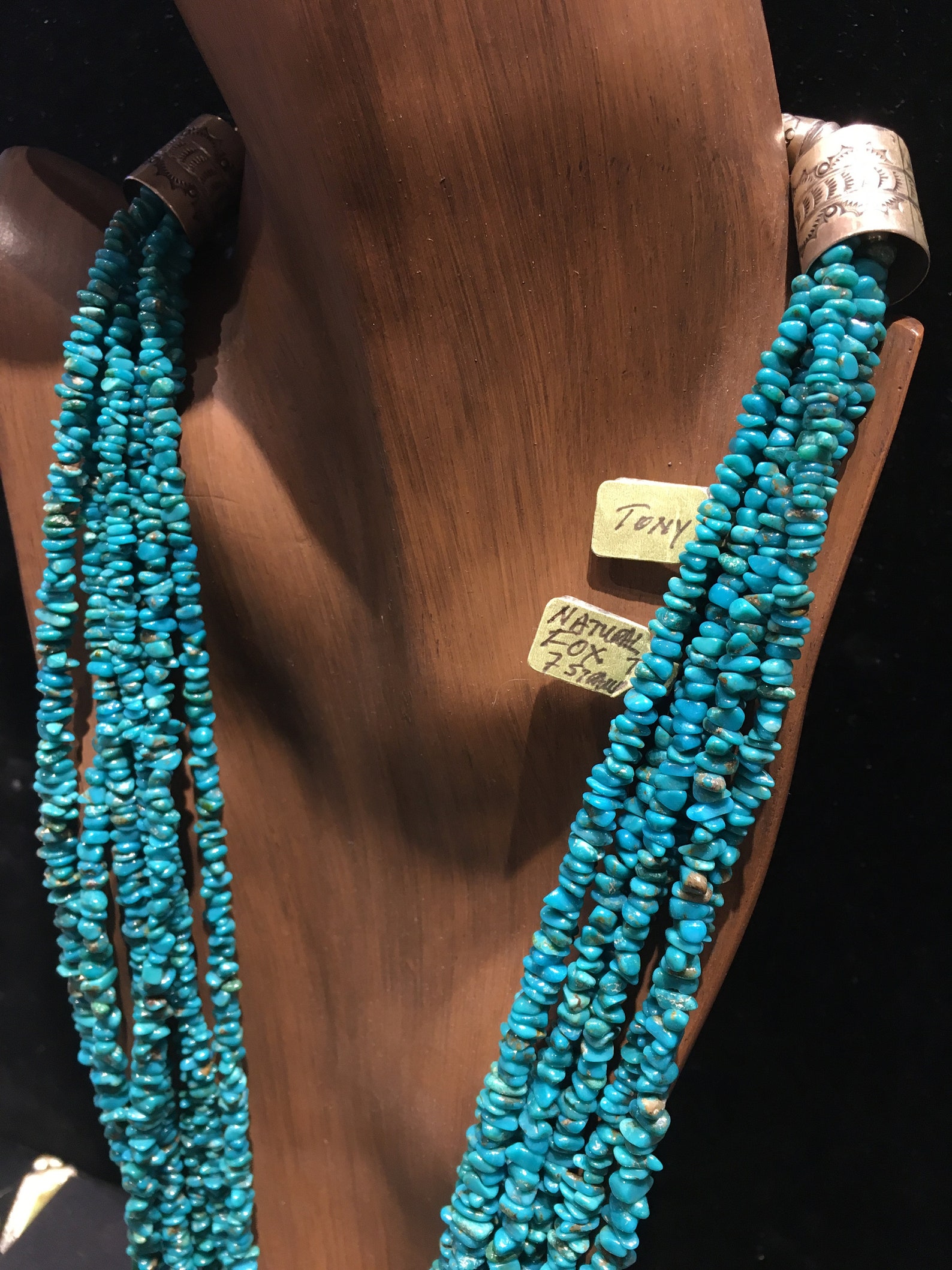 Rare Natural Fox Turquoise Native American Indian Multi Strand Necklace ...