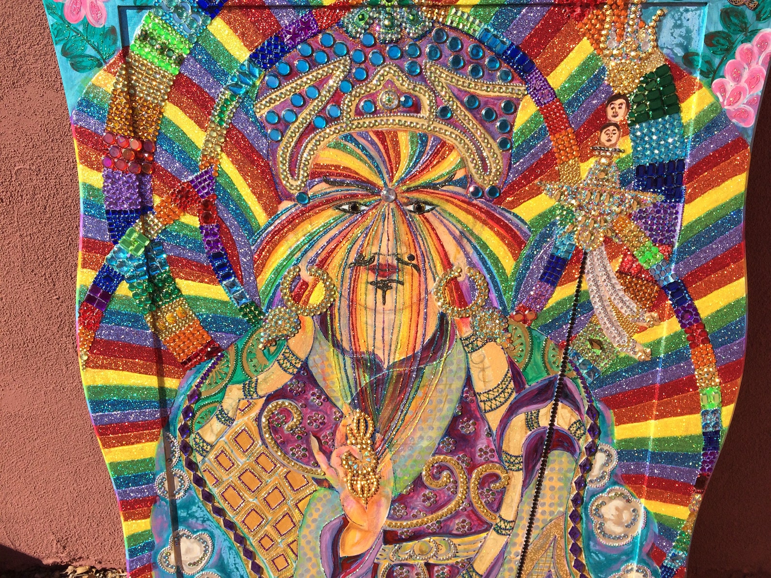 Bejeweled Rainbow Body Buddha Painting, Tibetan Thangka Art ...