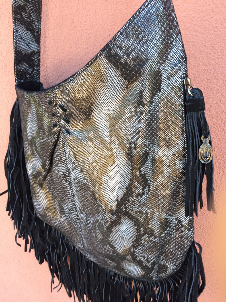 MUXO Camila Alves Leather Fringe Hobo Bag, Large Asymmetrical Shoulder ...