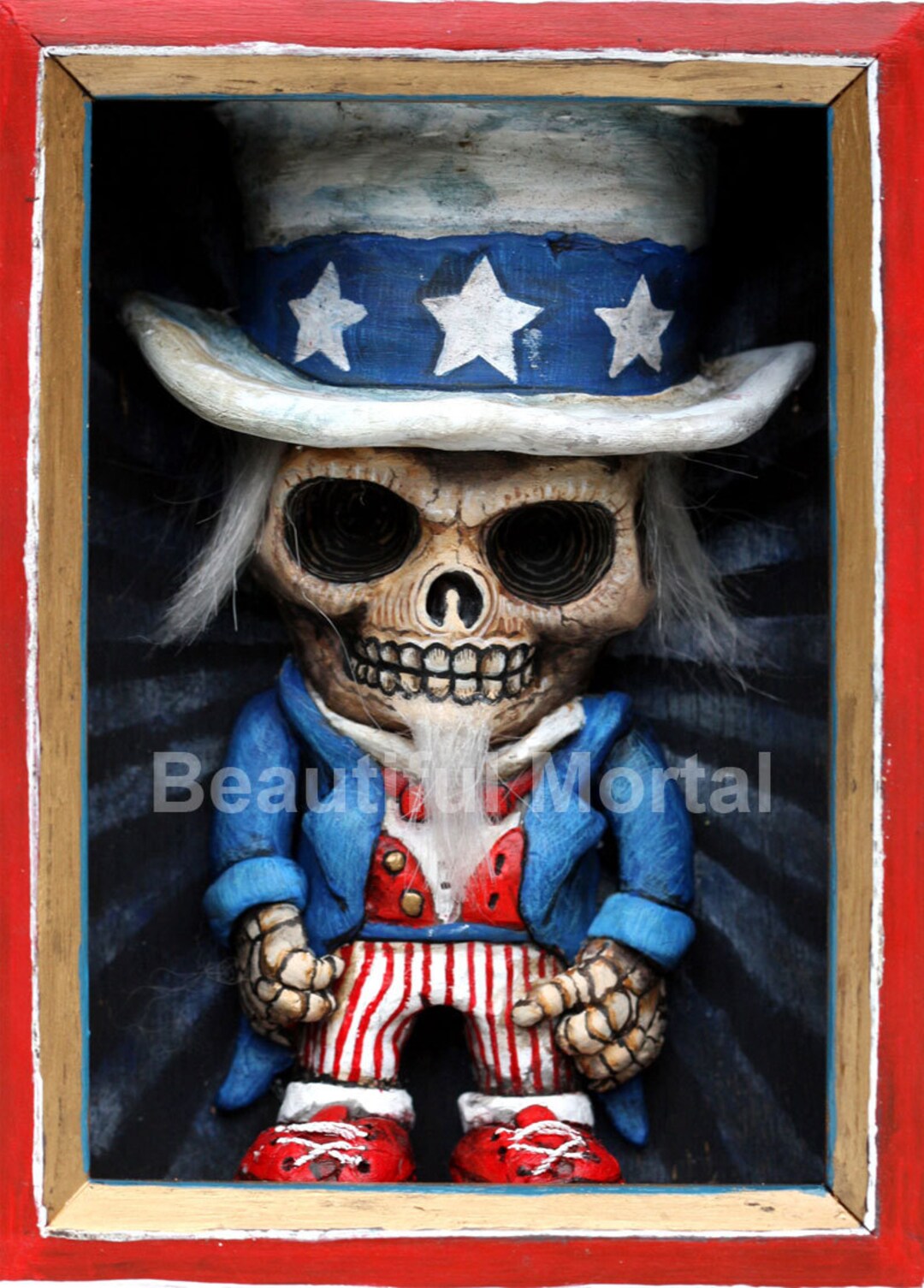 Beautiful Mortal Dia De Los Muertos Uncle Sam Skeleton PRINT 287 ...