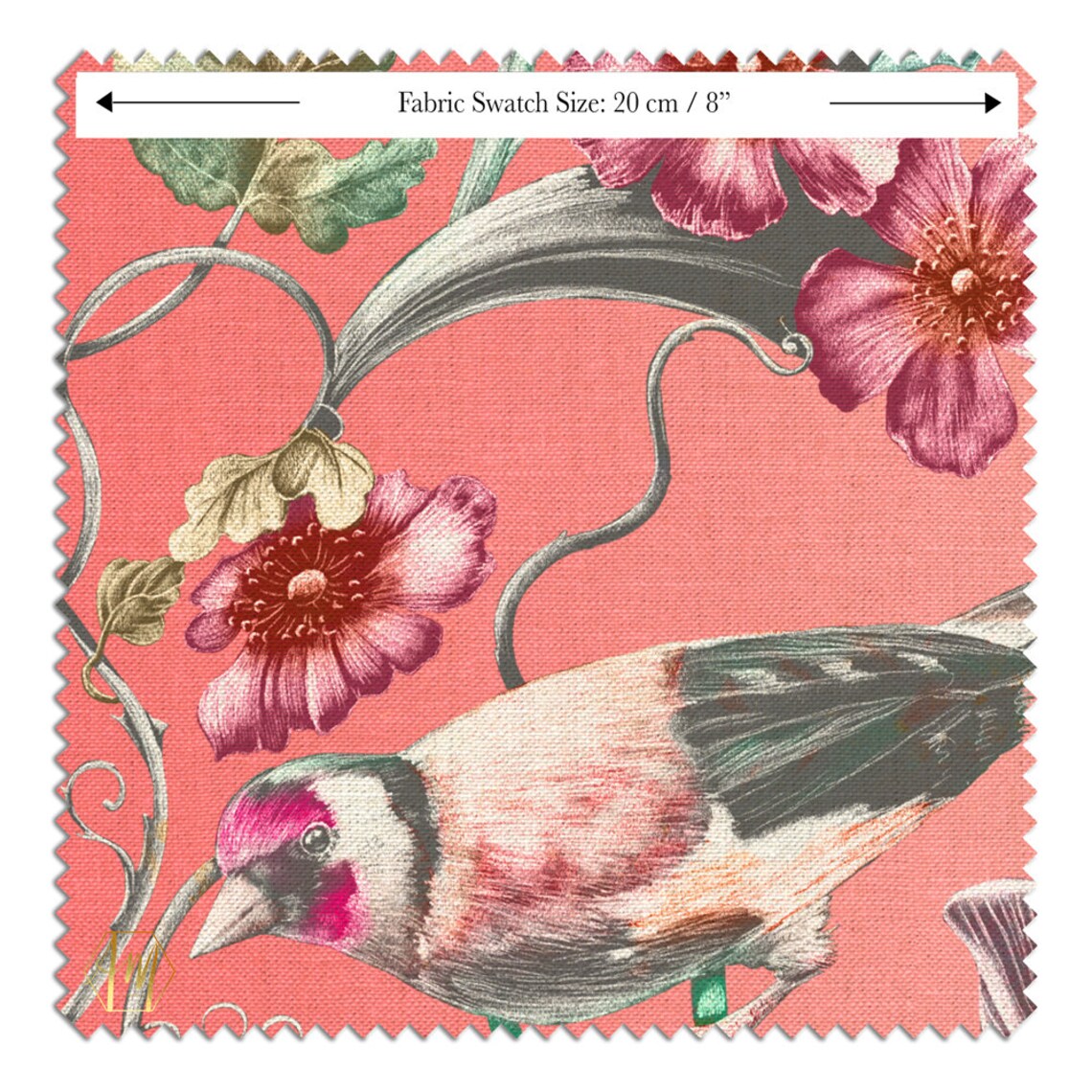 Pink Waxcap Linen Cotton Fabric: Birds, Hedgerow, Victorian Style - Etsy