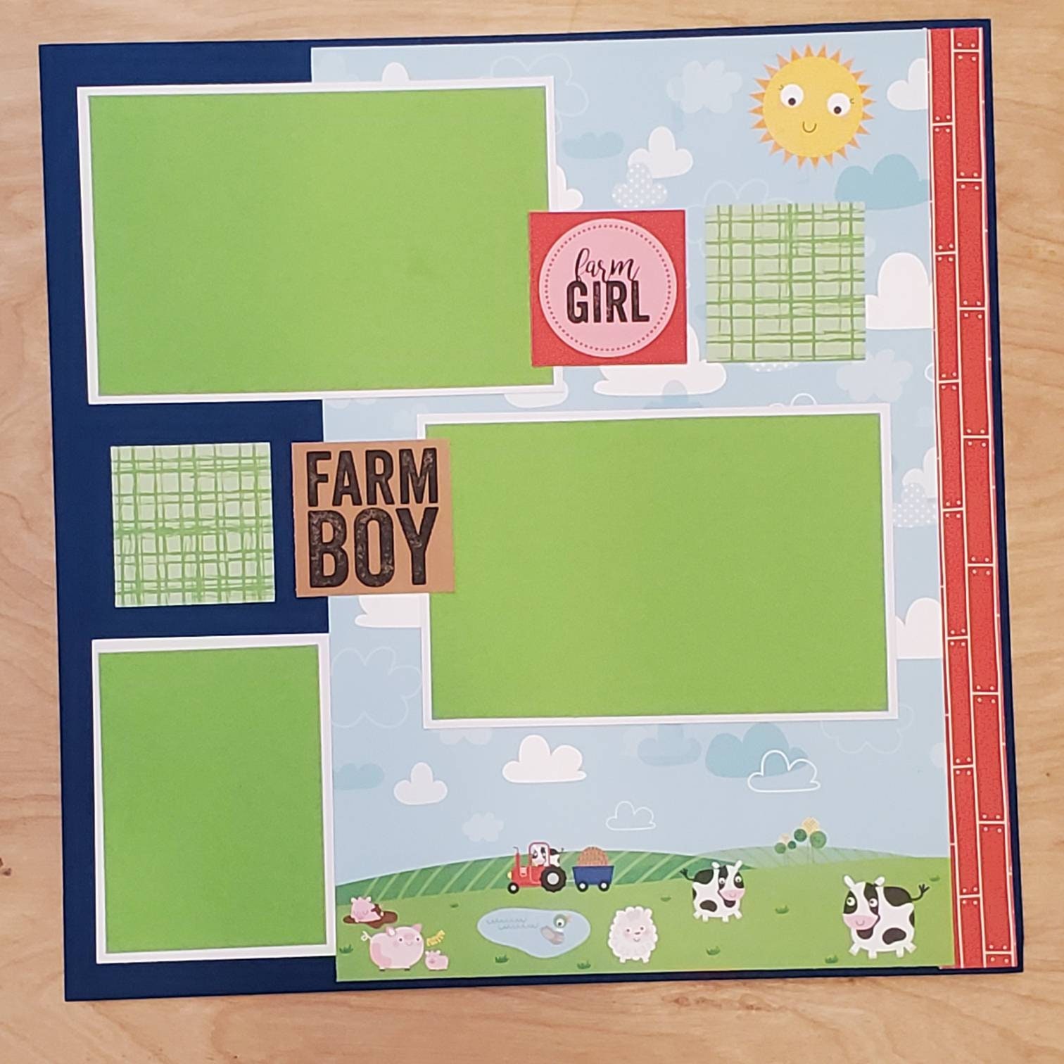 Papercraft Paper Barnyard Buds cow pig sheep goat horse barn 12x12 ...