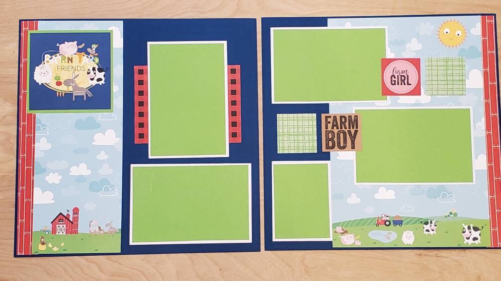 Papercraft Paper Barnyard Buds cow pig sheep goat horse barn 12x12 ...