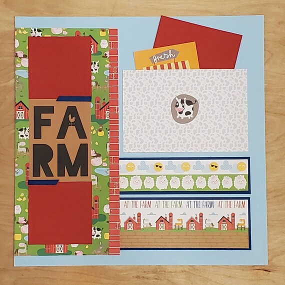Papercraft Paper Barnyard Buds cow pig sheep goat horse barn 12x12 ...