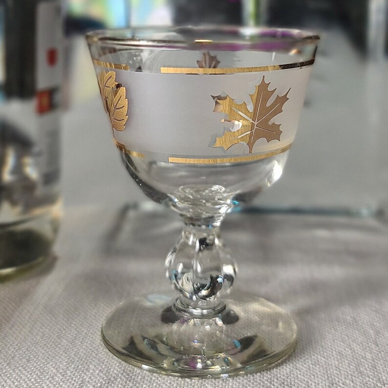 Libbey Gold Leaf Footed Rocks Glasses, Mid-century Modern Barware - Etsy