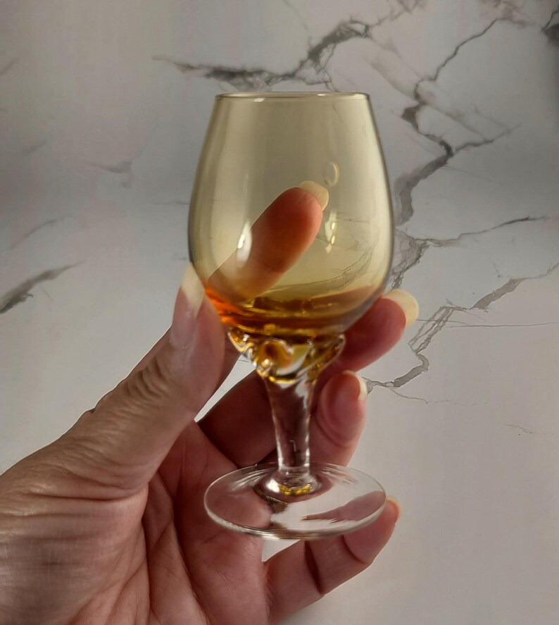 Vintage Italian Twisted Stem Cordial Glasses, Unique Yellow Glassware ...