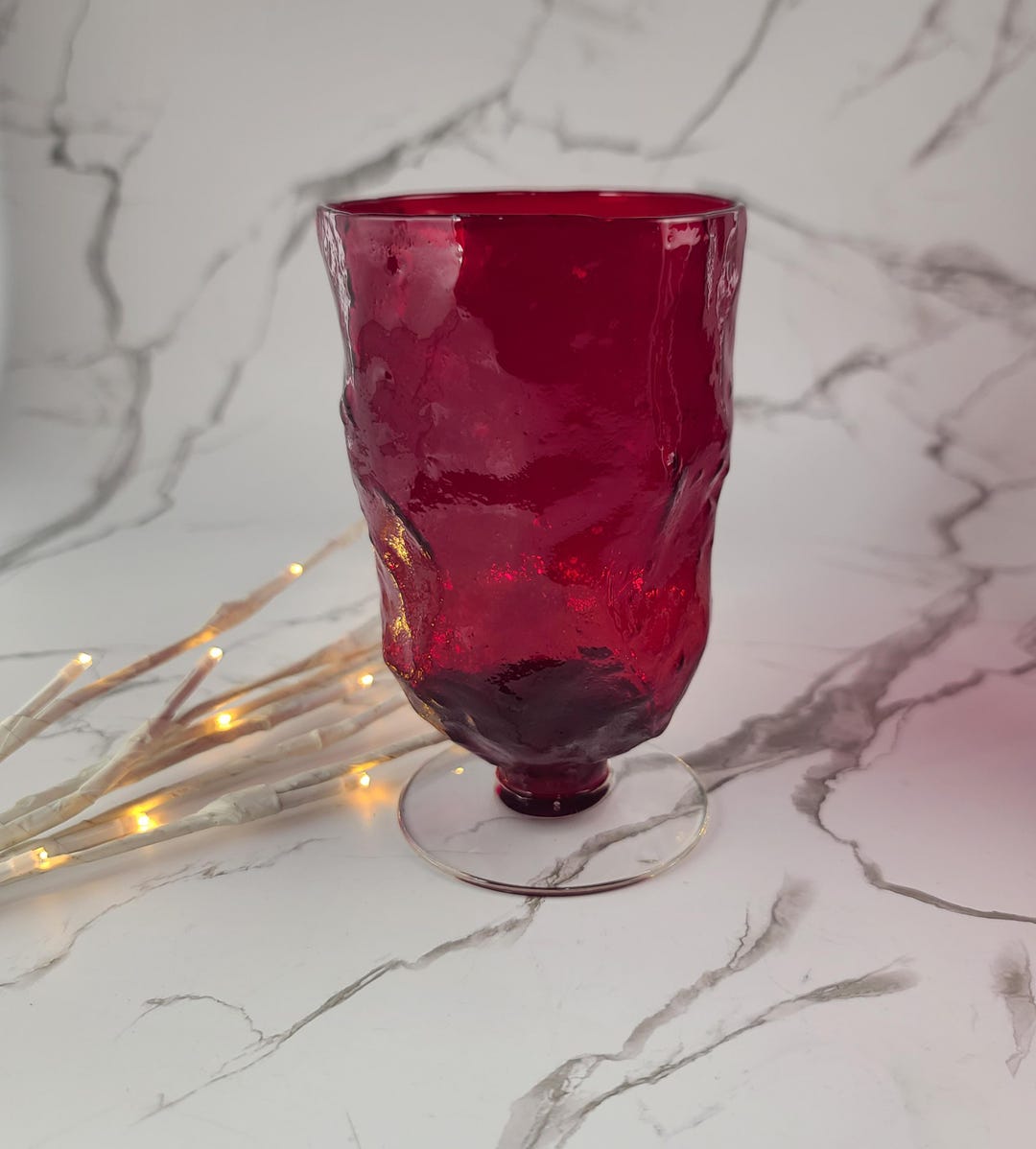 Beautiful Red Water Goblets Are Made by Seneca, Vintage Drinkware for ...