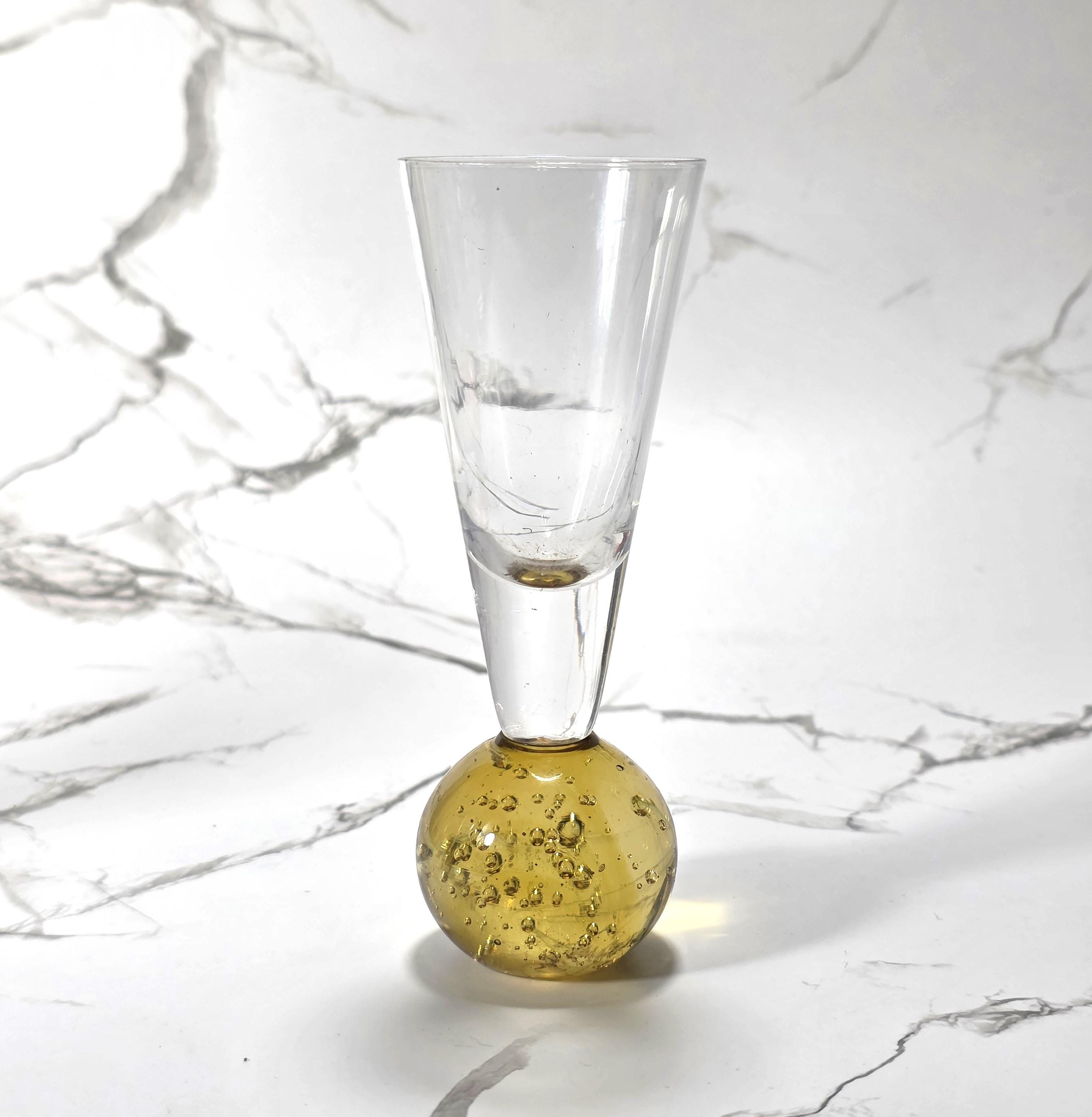 MCM Color Fluted Shot Glass With Color Ball Base, Vintage Barware With ...