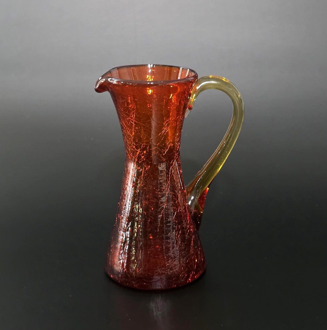 Vintage Viking Crackle Glass - Miniature Hand-blown Pitcher or Creamer ...