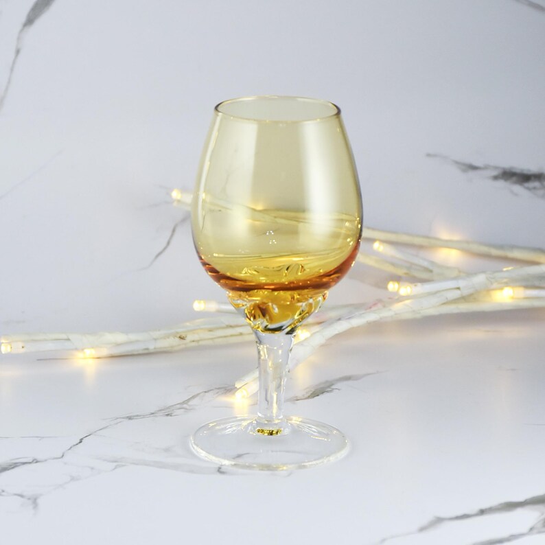 Vintage Italian Twisted Stem Cordial Glasses, Unique Yellow Glassware ...