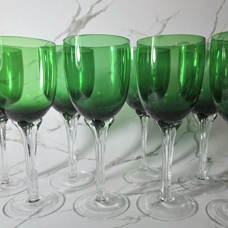 Green Water Goblets - Etsy