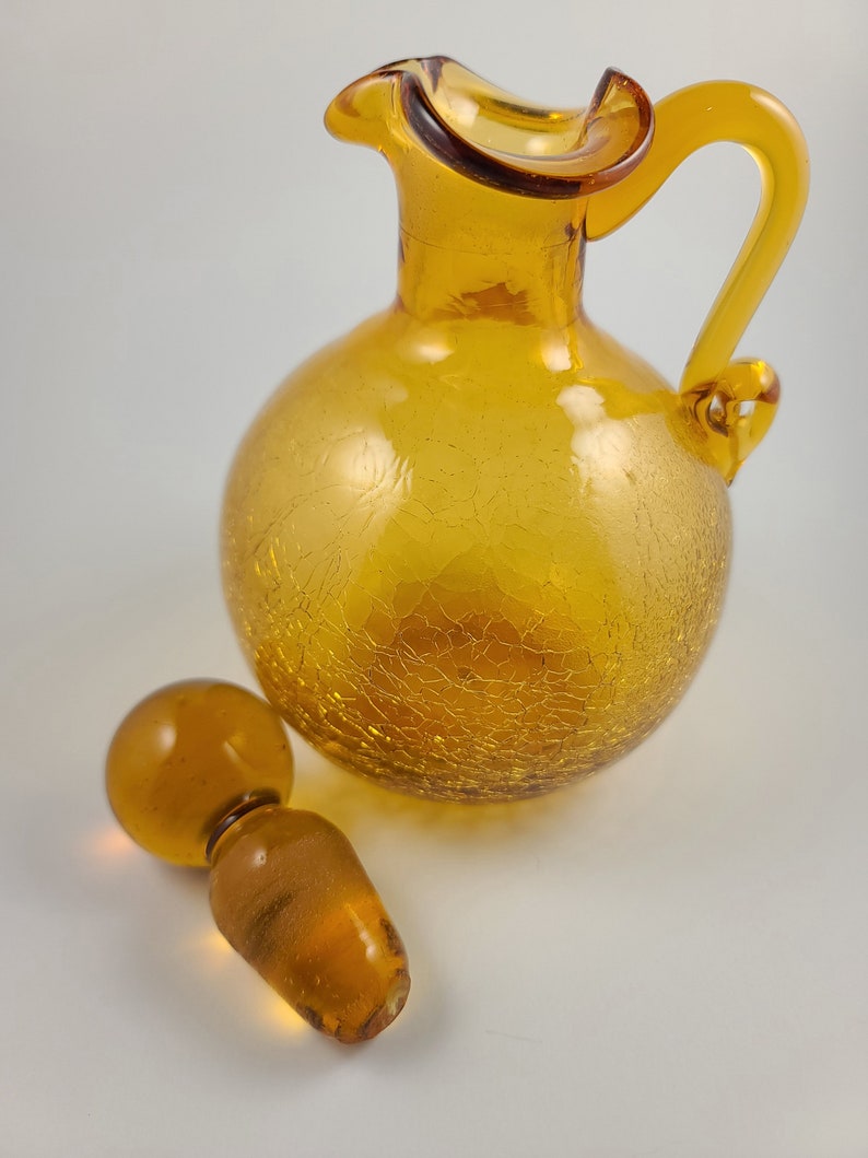 Bischoff Hand-blown Round Glass Cruet Pitcher With Stopper - Etsy