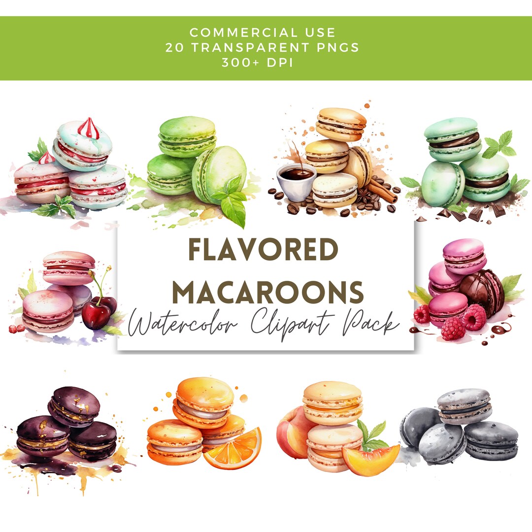 Flavored Macaroons Clipart Bundle 20 PNG Instant Download for - Etsy