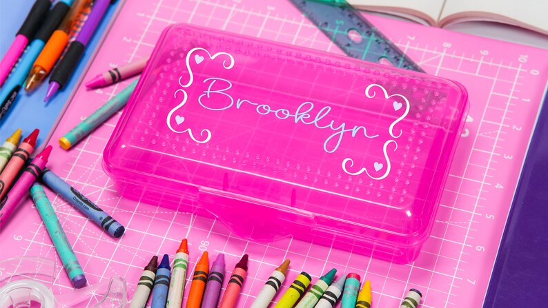 Personalized Plastic Pencil Box, Custom Name, 5 Designs, Assorted ...
