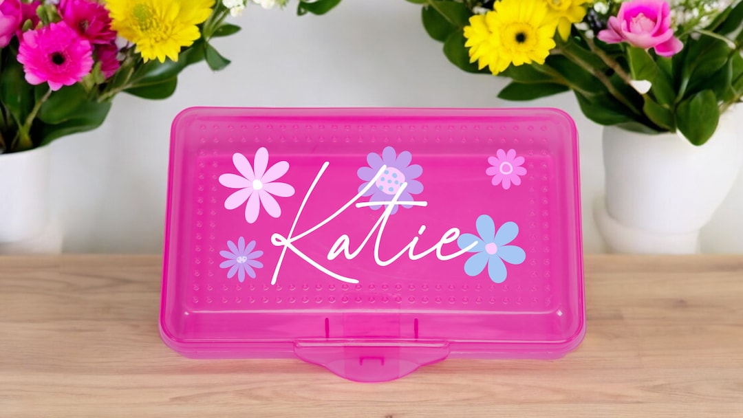 Personalized Plastic Pencil Box, Custom Name, 5 Designs, Assorted ...