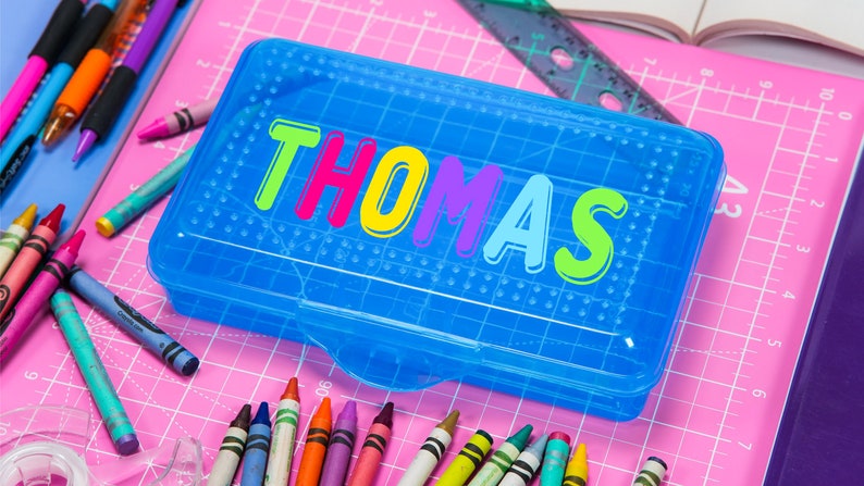 Personalized Plastic Pencil Box, Custom Name, 5 Designs, Assorted ...