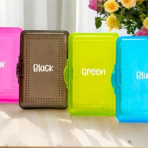 Personalized Plastic Pencil Box, Custom Name, 5 Designs, Assorted ...