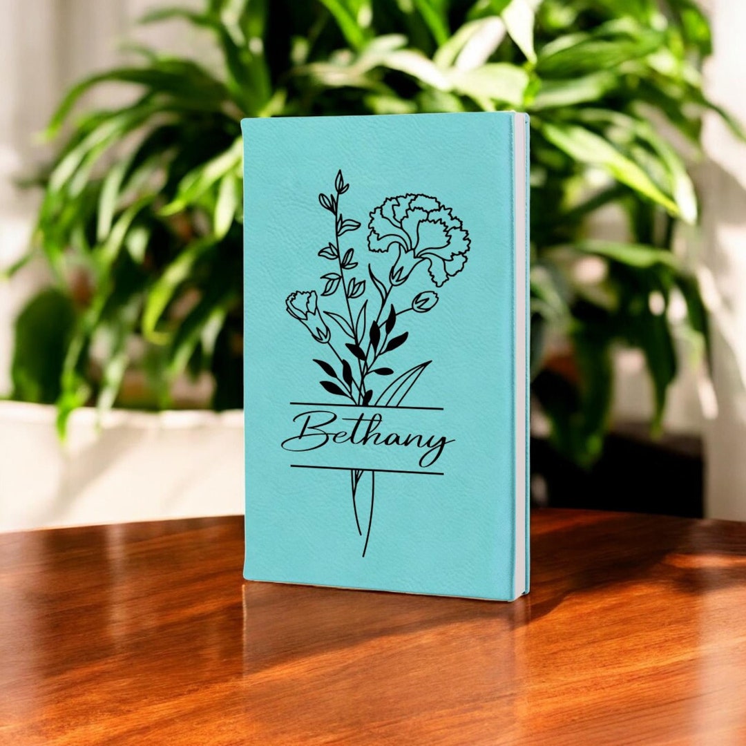 Personalized Birth Flower Journal – Engraved Gratitude or Meditation ...