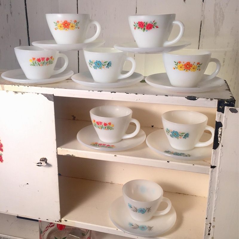 Milk Glass Rose Tea Cup - Etsy