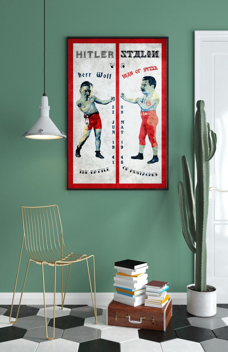 Hitler and Stalin Boxing Nazi Soviet Tattoo Retro Vintage Parody ...