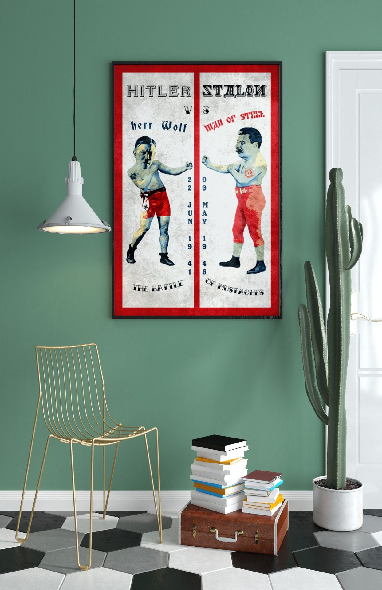 Hitler and Stalin Boxing Nazi Soviet Tattoo Retro Vintage Parody ...