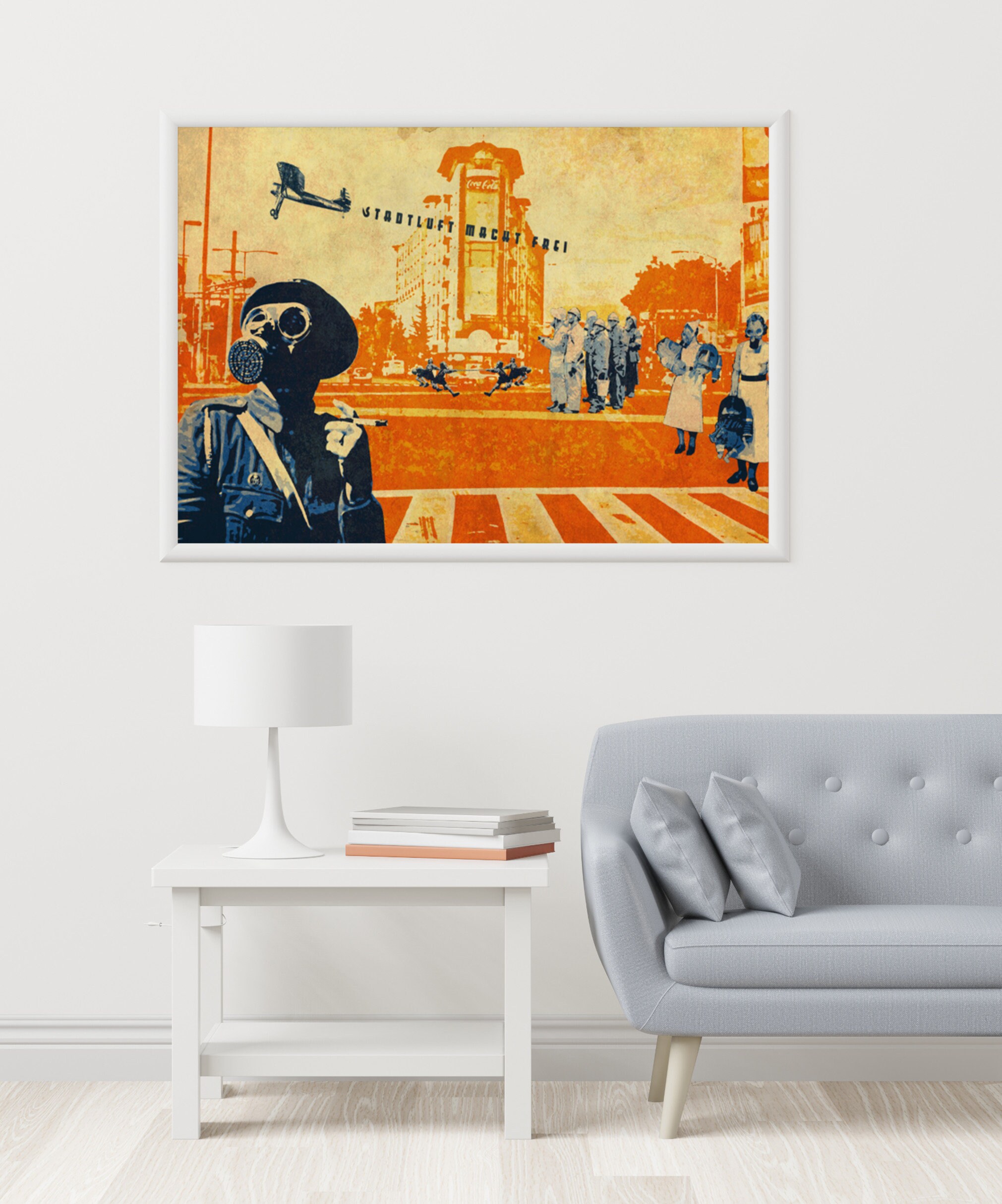 WW2 Gas Mask Art Collage City Landscape Poster Gliclée - Etsy