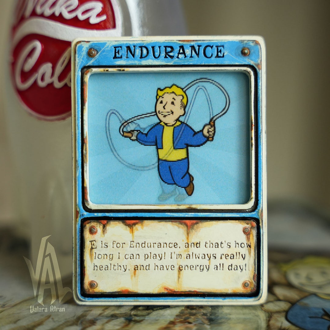 ENDURANCE Fallout Animated Metal Imitation Perk Card With Vault Boy ...