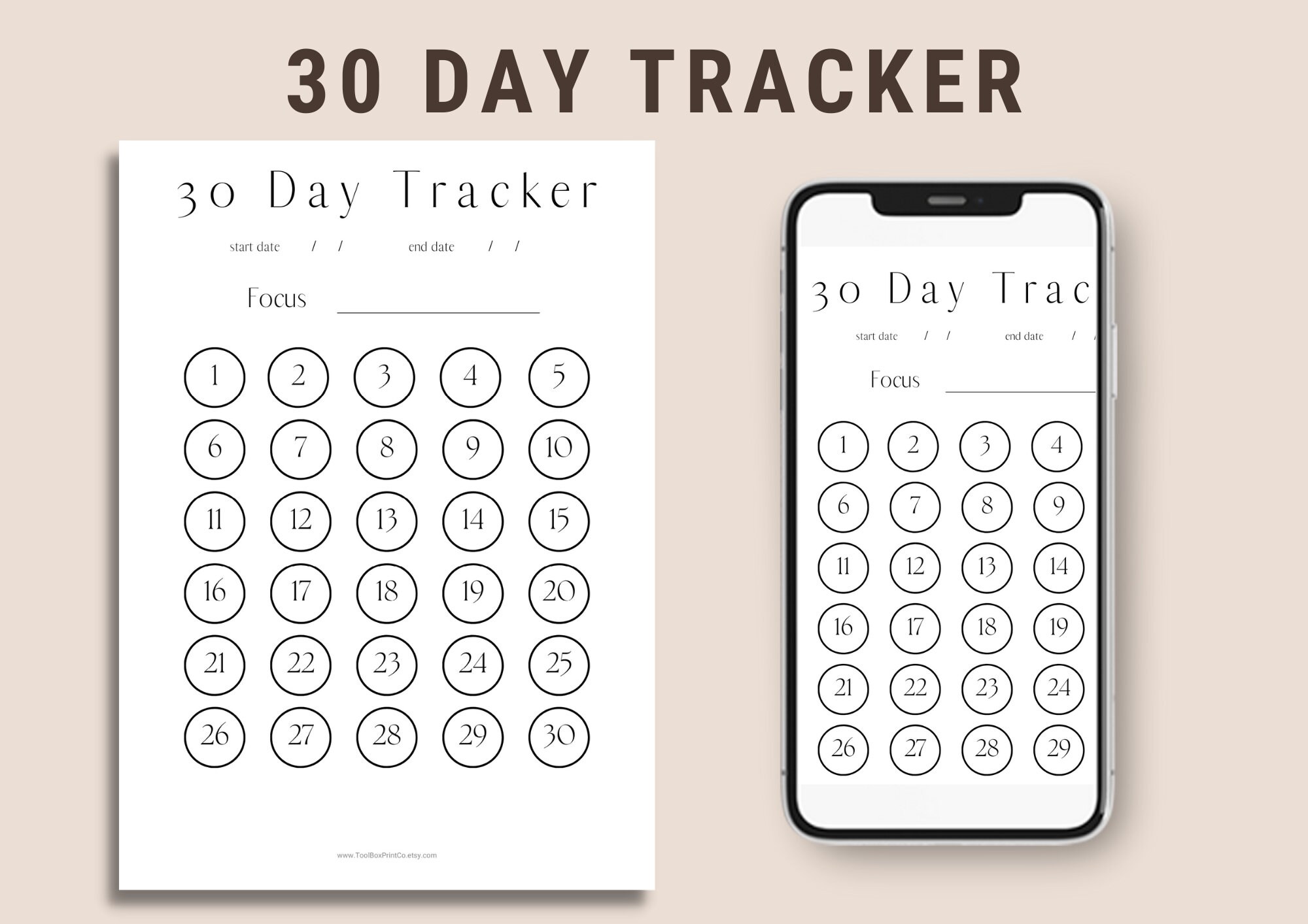 30 Day Tracker Sheet, 30 Day Challenge, Habit Tracker, Goal Tracker ...