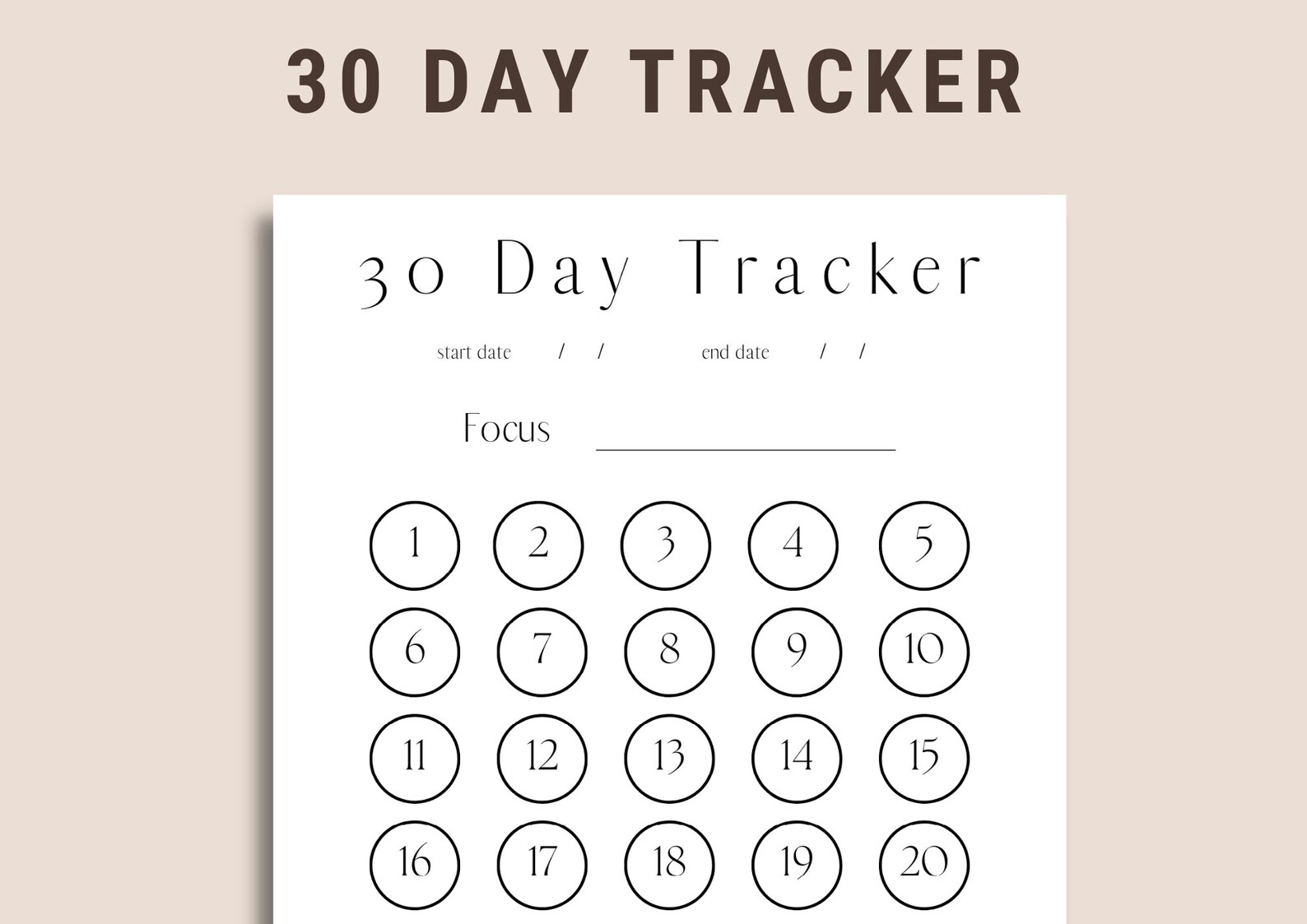 30 Day Tracker Sheet, 30 Day Challenge, Habit Tracker, Goal Tracker ...