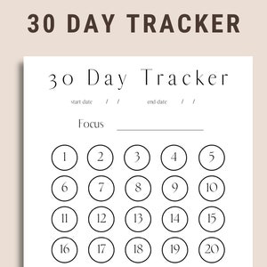 30 Day Tracker Sheet, 30 Day Challenge, Habit Tracker, Goal Tracker ...