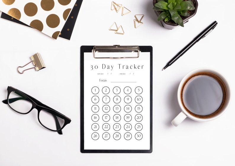 30 Day Tracker Sheet, 30 Day Challenge, Habit Tracker, Goal Tracker ...