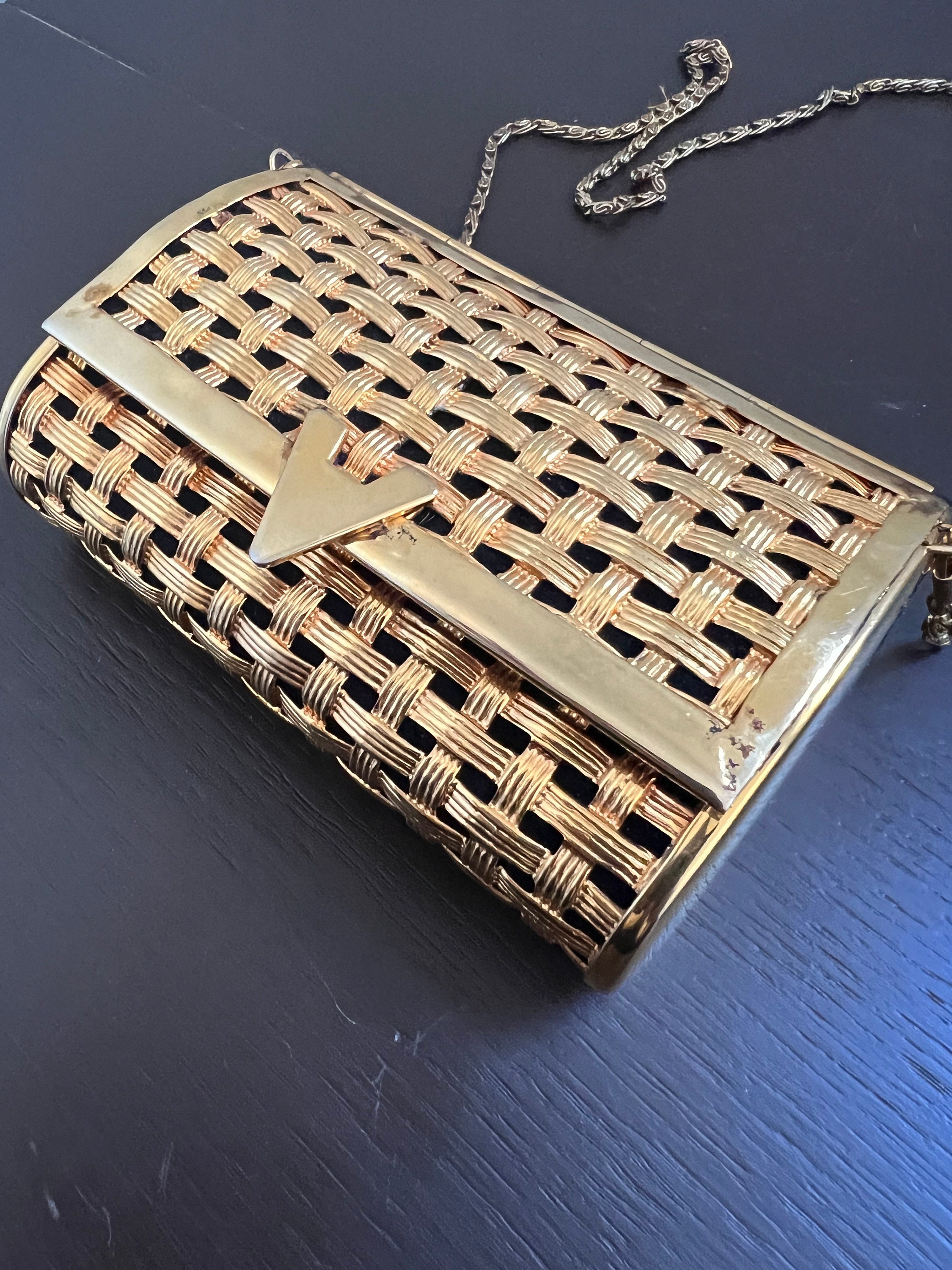 1960s Goldtone Metal Basketweave Box Purse - Etsy